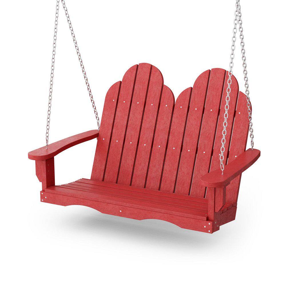 Wildridge Classic 2-Person Cardinal Red Plastic Adirondack Porch Swing ...