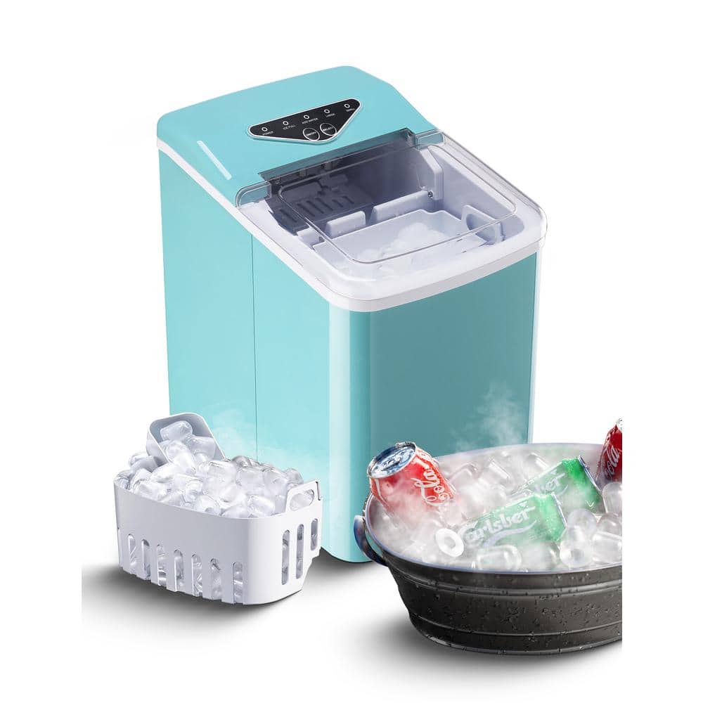 JEREMY CASS 8.7 in. 26 lb. Bullet Ice Cube Portable Ice Maker in Blue ...