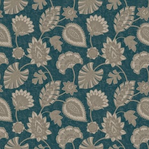Elegance Collection Green Flower Fan Sheen Finish Non-Pasted Non-Woven ...