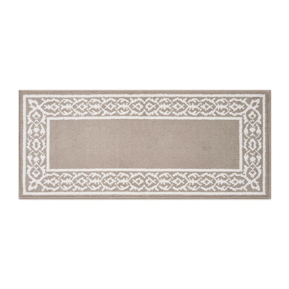 Laura Ashley Lorreta 2-Tone Linen/Ivory 2 ft. x 5 ft. Tufted Border ...