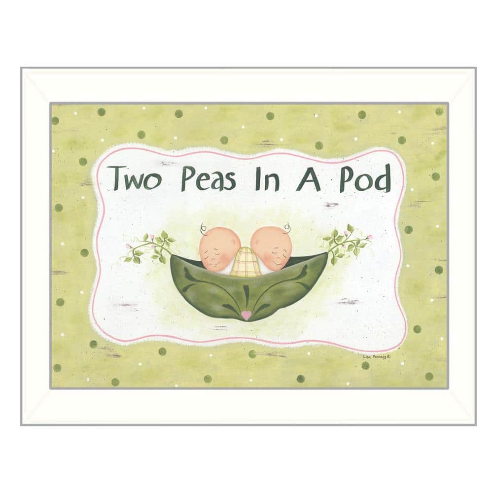 HomeRoots Charlie Two Peas in a Pod 1-Piece Framed Wall Art 14 in. x 18 ...