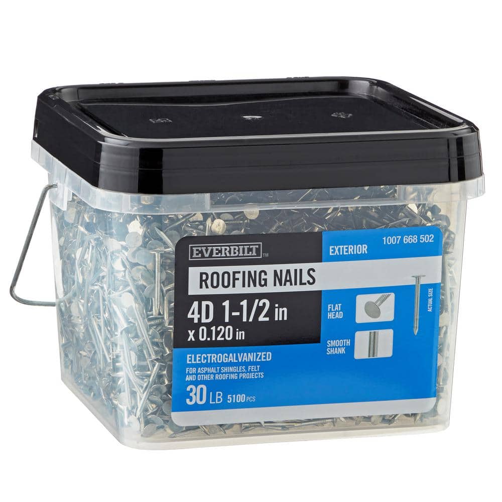 Everbilt 1-1/2 in. x 4D Electro-Galvanized Non-Collated Roofing Nails ...