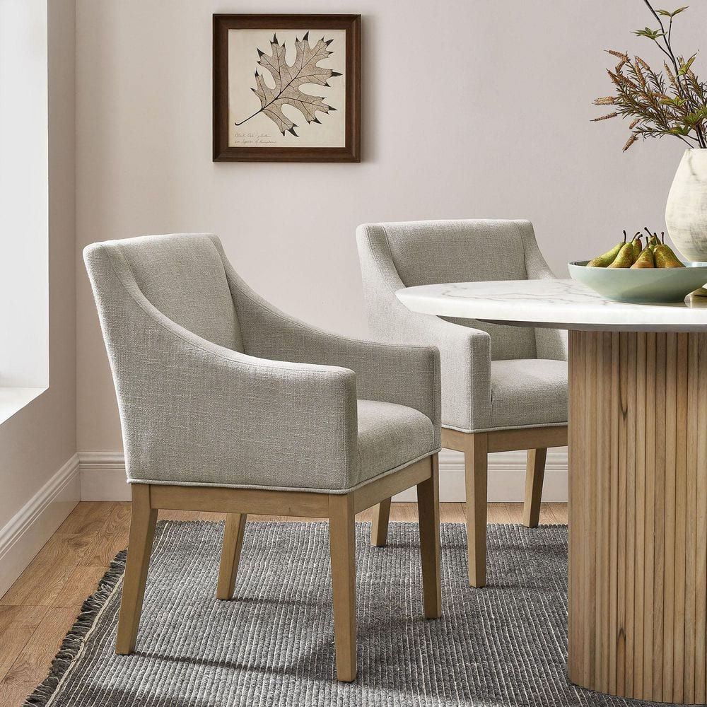 MODWAY Modway Alton Upholstered Dining Chair with Arms in Linen Natural ...