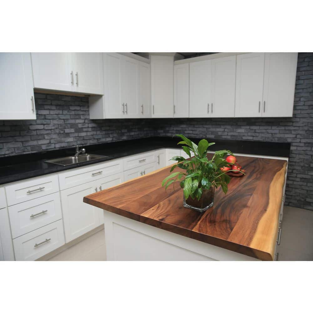Buy 6 ft. L x 25 in. D Finished Saman Solid Wood Butcher Block ...