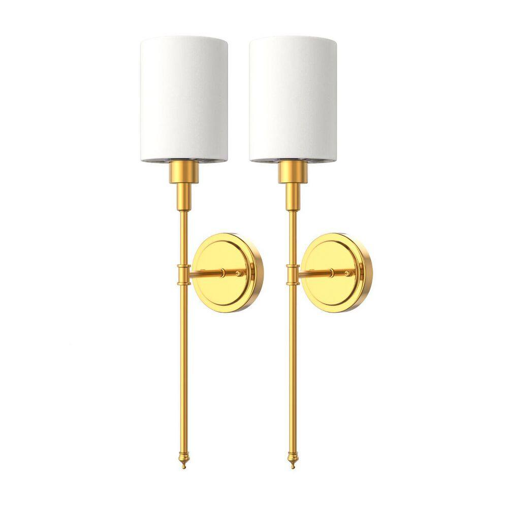 YANSUN 7 in. 1-Light Gold Wall Sconces, RGBCW Color Changing, Timer ...