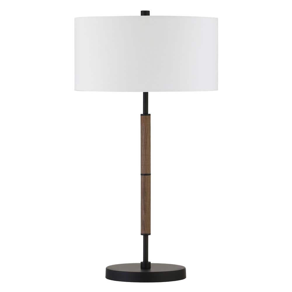 HomeRoots 25 in. White Industrial Integrated LED Buffet Table Lamp with ...