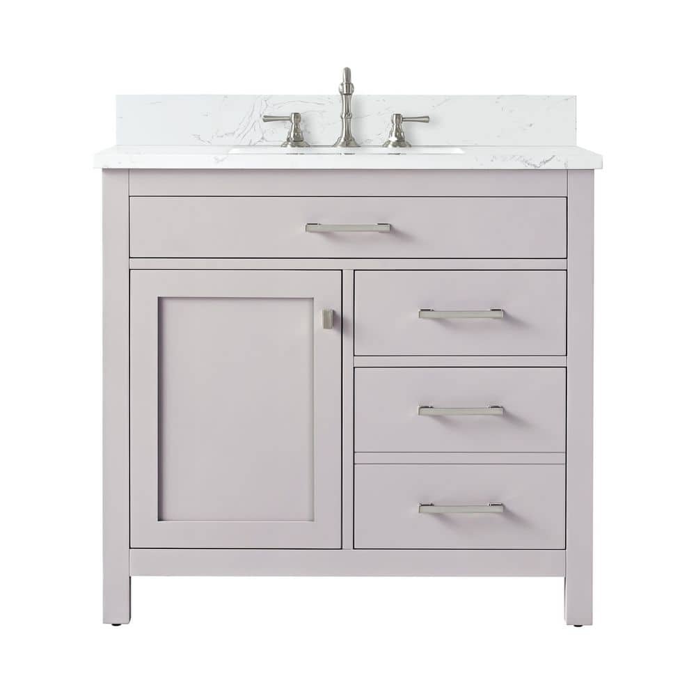 SUDIO Jasper 36 in. W x 22 in. D Taupe Bath Vanity in with Carrara ...