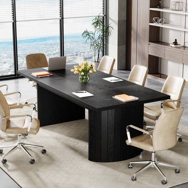 BYBLIGHT Capen 78.7 in. Rectangular Black Wood Computer Desk Conference ...