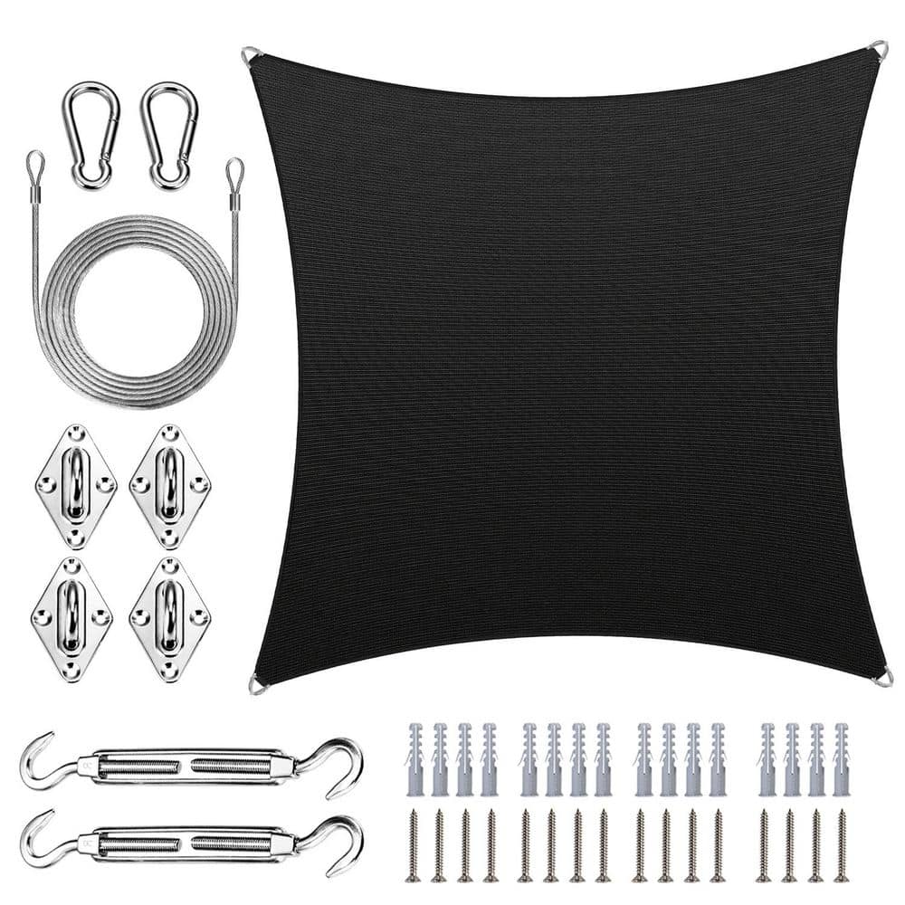COLOURTREE 18 ft. x 18 ft. Square Pro Ring Sun Shade Sail with Hardware ...