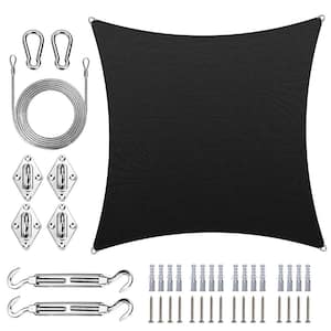 COLOURTREE 18 ft. x 18 ft. Square Pro Ring Sun Shade Sail with Hardware ...