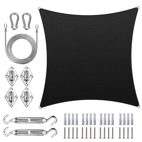 COLOURTREE 22 ft. x 22 ft. Square Pro Ring Sun Shade Sail with Hardware ...