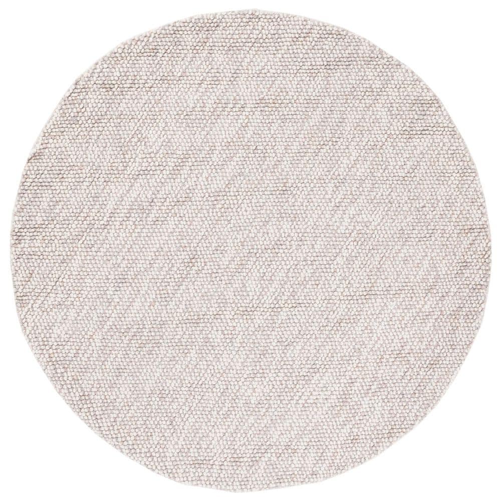SAFAVIEH Natura 8 ft. x 8 ft. Beige/Ivory Uniform Marle Round Area Rug ...