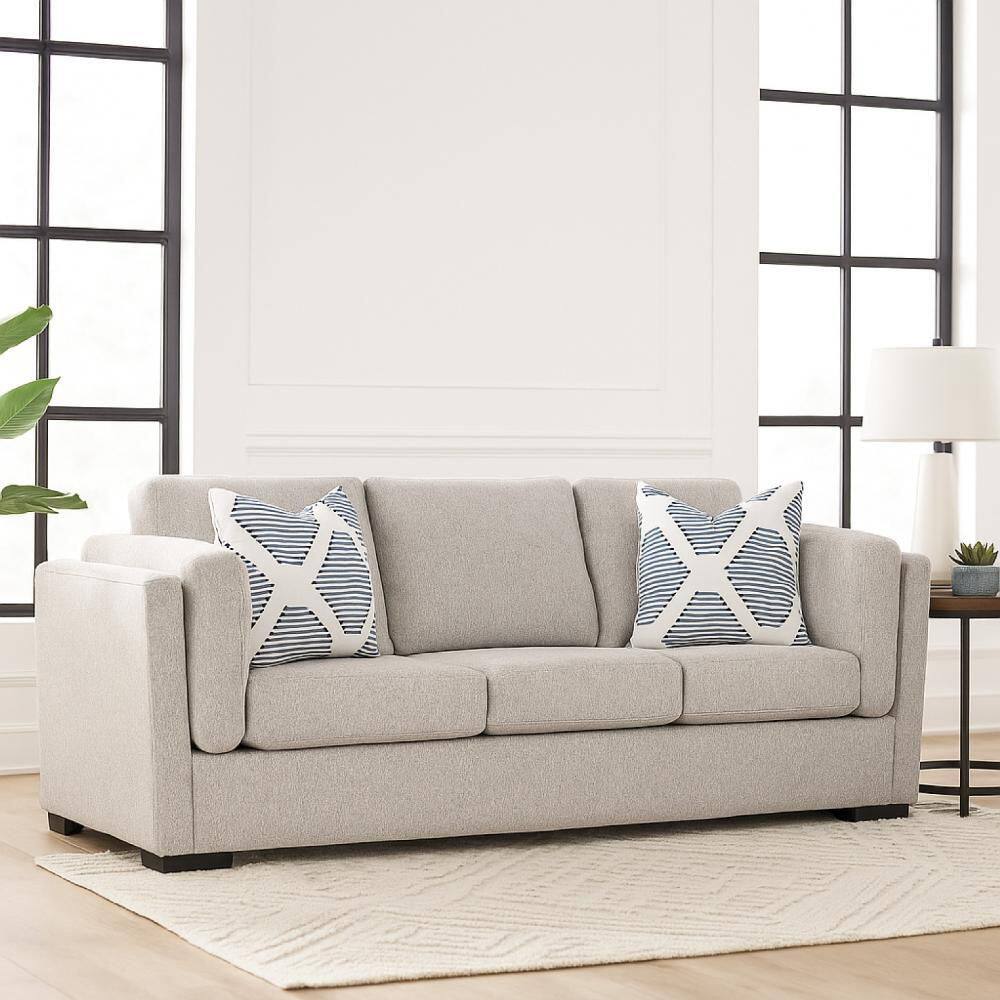 Benjara Marcy 38 in. Square Arm Polyester Rectangle Shape Sofa in ...
