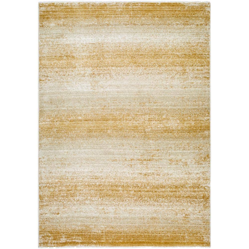 Livabliss Rojin Oatmeal/Mustard Striped 5 ft. x 8 ft. Indoor Area Rug ...
