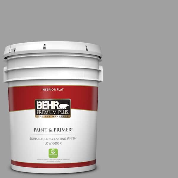 BEHR PREMIUM PLUS 5 gal. #PPU26-06 Elemental Gray Flat Low Odor ...