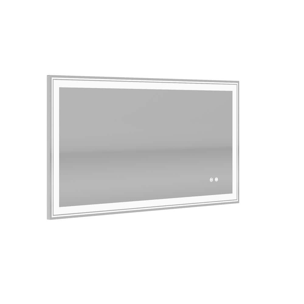 FORCLOVER 48 in. W x 24 in. H Rectangular Frameless Memory Anti-Fog Dimmer Front and Back LED ...