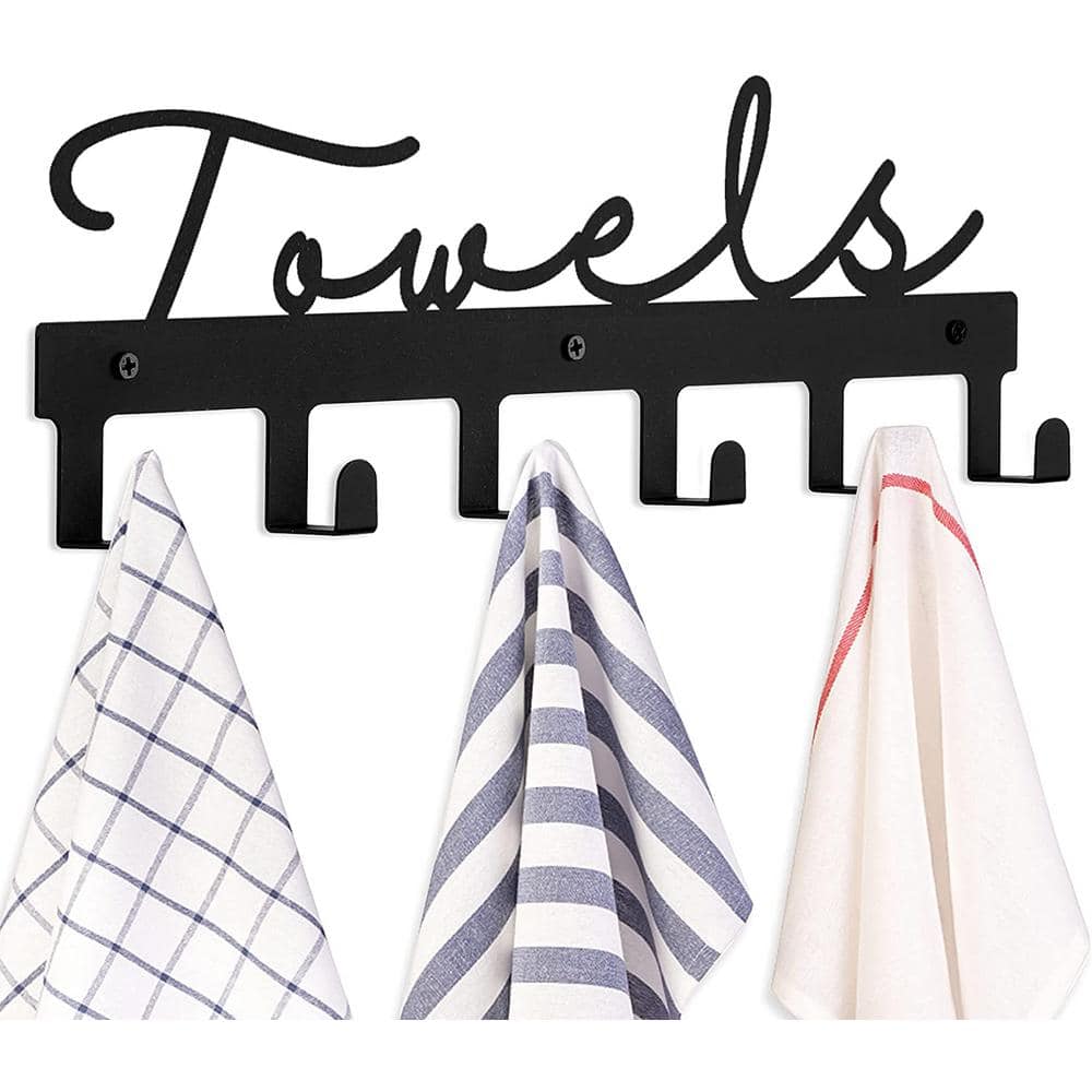 Dyiom Bathroom Towel Rack Wall Mount Towel Holder Metal 6 Hooks ...