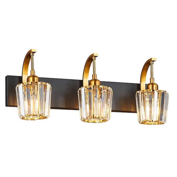ZHLWIN Home Lighting 23.62 in. 3-Light BlackGold Conical Vanity Lights ...