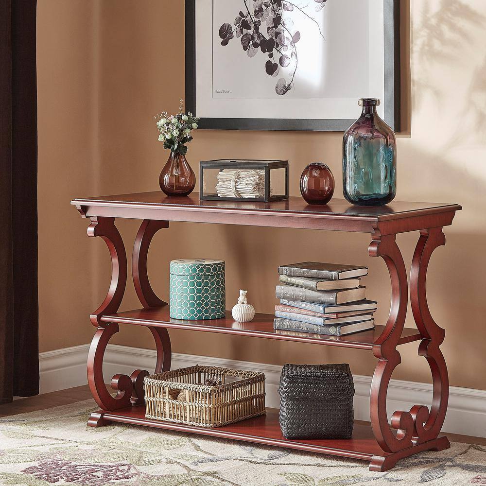 HomeSullivan Kelsey 48 in. Rich Berry Standard Rectangle Wood Console ...