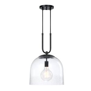 Hampton Bay Ballington 17.88 in. 1-Light Black Oversized Pendant Light ...