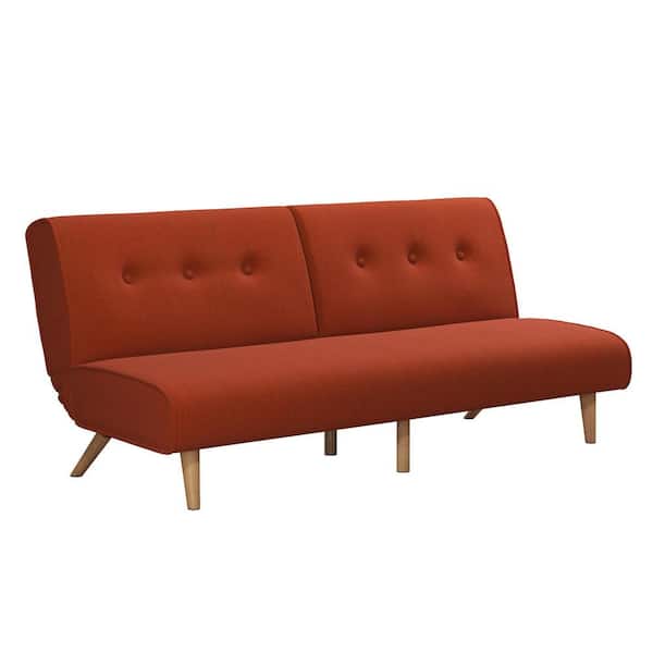 Novogratz Palm Springs Persimmon Orange Linen Split Futon 2182829N ...