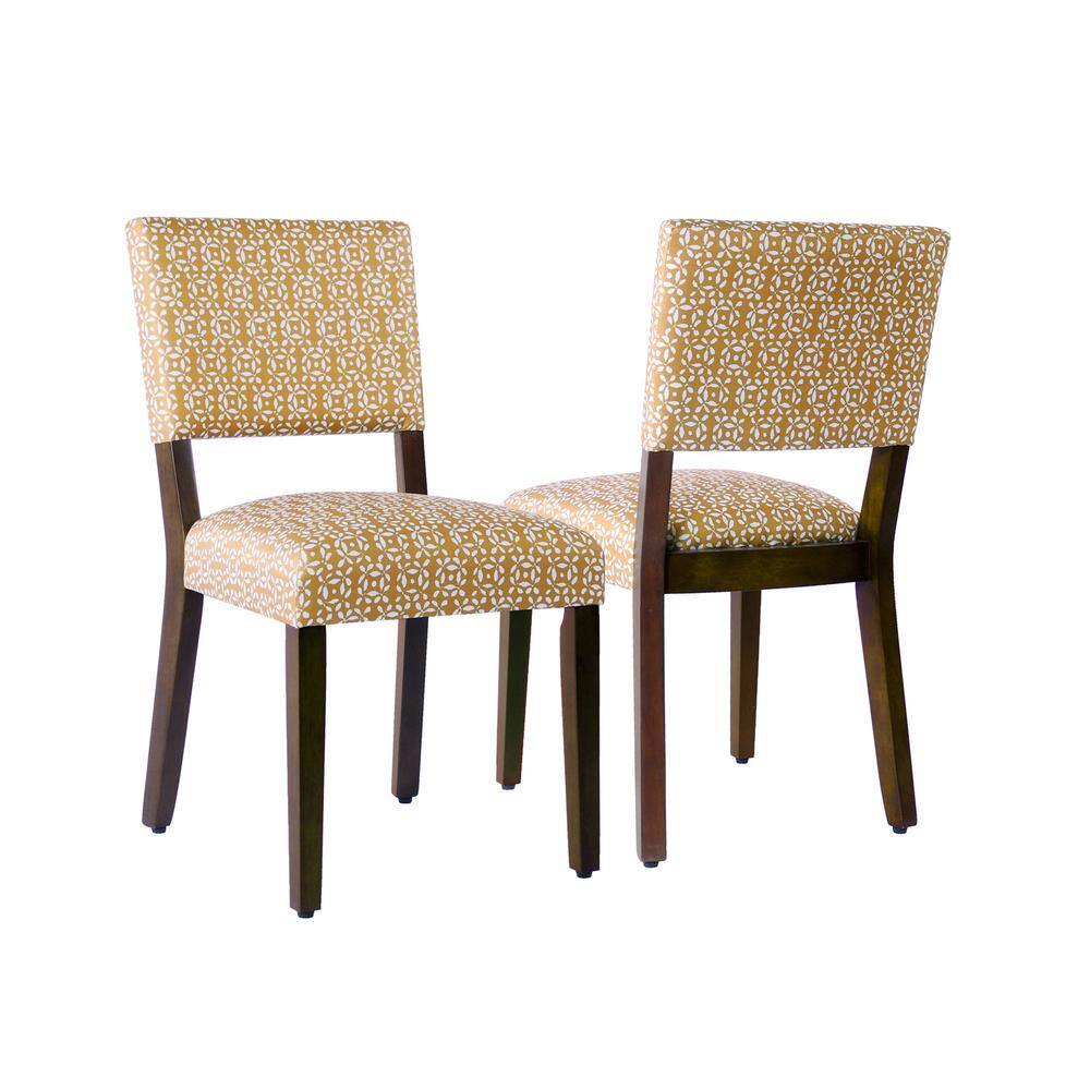 Homepop Golden Yellow Print Open Back Dining Chair (Set of 2) K8164 ...