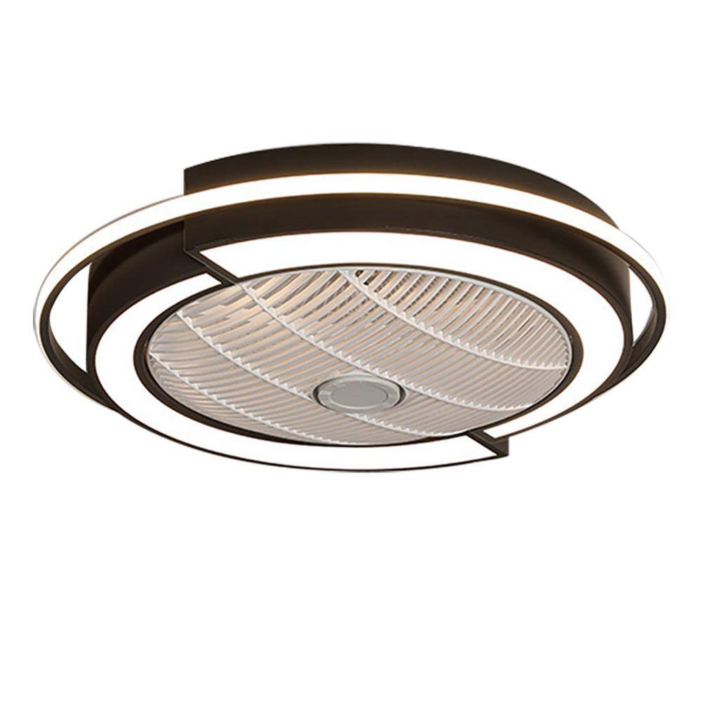 OUKANING 22.83 in. LED Indoor Black 3-Speed Semi Flush Mounted Ceiling ...