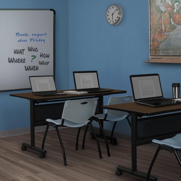 Regency Kobe 60 in. x 30 in. Neo Walnut Flip-Top Privacy Nesting Table ...
