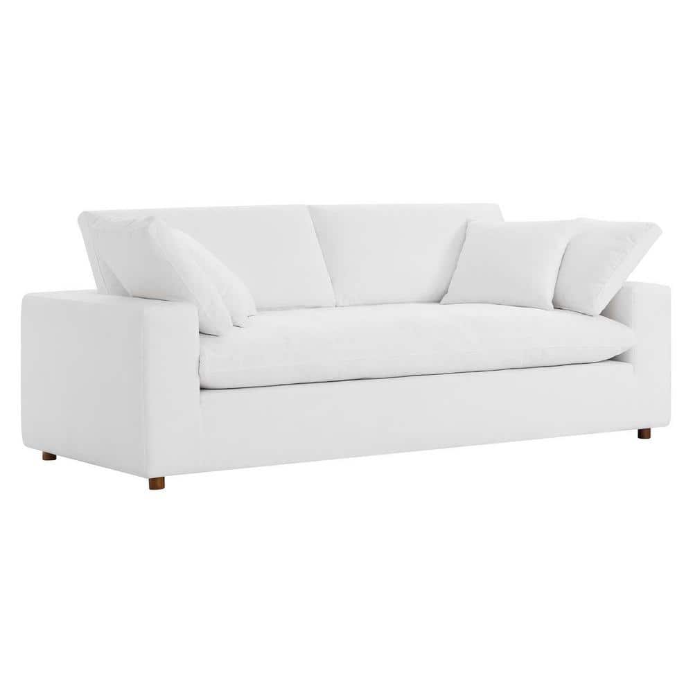 MODWAY Commix 92.5 in. Square Arm Polyester Rectangle Sofa in. Pure ...