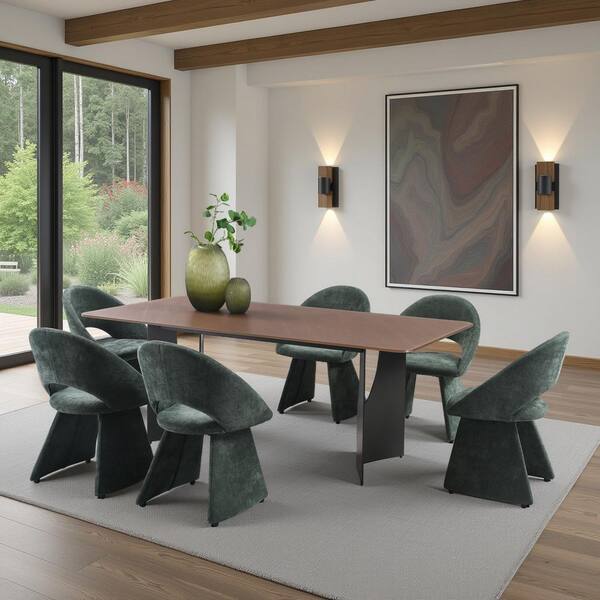 Armen Living Angelina Modern Curved Back Forest Green Upholstered ...