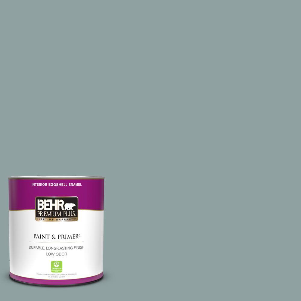 BEHR PREMIUM PLUS 1 qt. #N440-4 October Sky Eggshell Enamel Low Odor ...