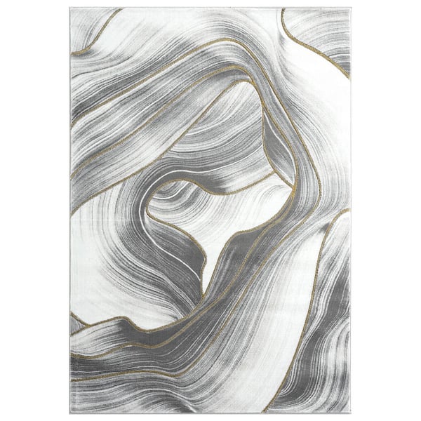 Abani Luna Grey 3 ft. x 5 ft. Abstract Polypropylene Polyester Area Rug LUN230A-3 - The Home Depot