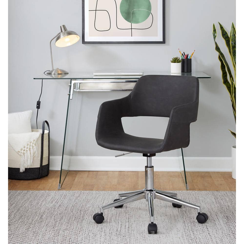 Lumisource Margarite Faux Leather Adjustable Height Task Chair in Grey ...