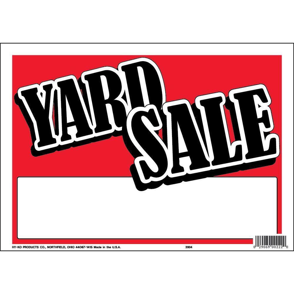 HY-KO 9 in. x 12 in. Plastic Contemporary Yard Sale Sign 3904 - The ...