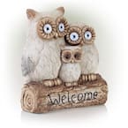 Alpine Corporation 16 in. Tall Outdoor Solar Powered Owl "Welcome ...