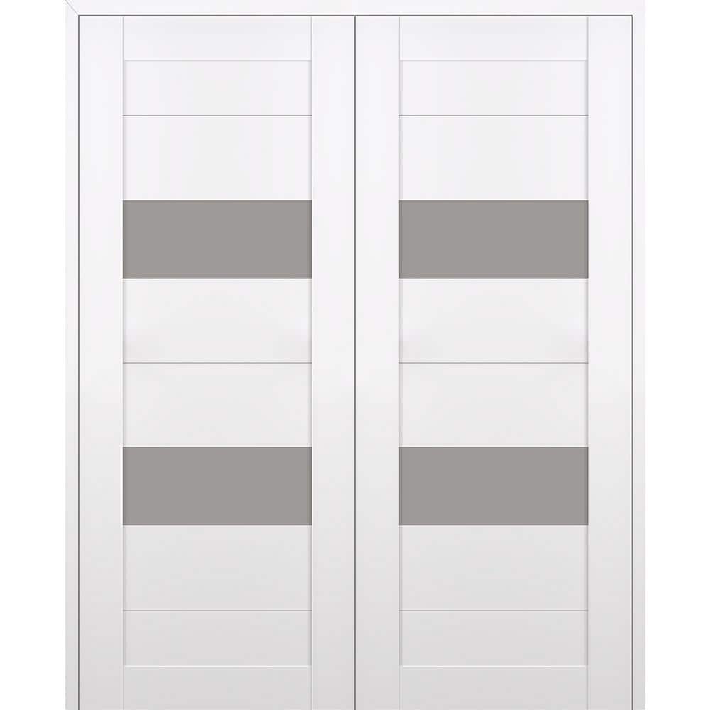 Belldinni Berta 48 in. x 80 in. Both Active 2-Lite Frosted Glass Snow ...