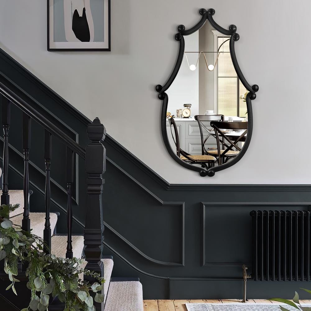 Hochwertiges 21 in. W x 35 in. H Vintage Black Wood Framed Decorative Wall Mirror HD-MR020BLK-M ...