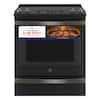 GE 30 in. 5.3 cu. ft. Slide-In Electric Range in Black Slate with ...