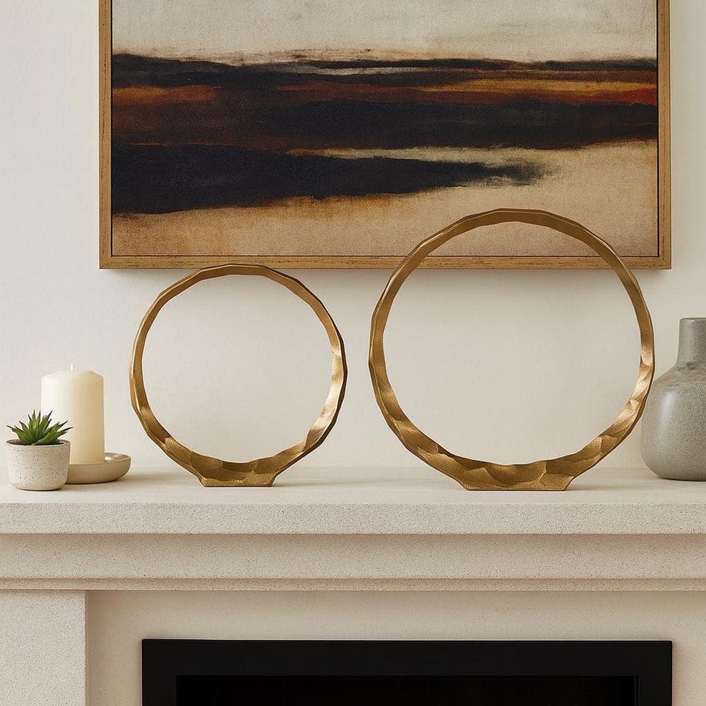 Liv & Skye Gold 16 in. x 16 in. Metal Hammered Decorative Rings ...