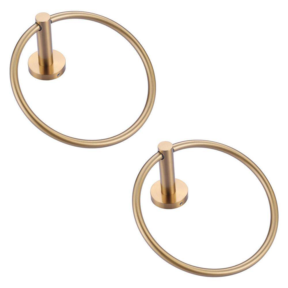 VEVETTA (2 Pack) Wall Mounted Towel Ring in Brushed Gold VE-TY7132G ...