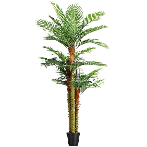 Molysoul 8 ft. Artificial Phoenix Palm Tree with Triple Trunks ...