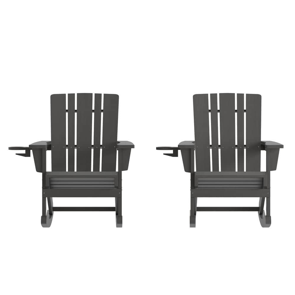TAYLOR + LOGAN Gray Plastic Outdoor Rocking Chair (Set of 2) RO-522772 ...
