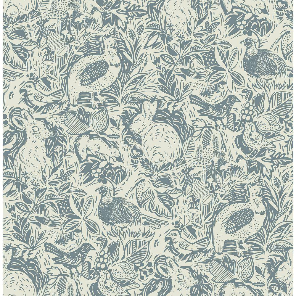 A-Street Prints Revival Blue Fauna Blue Wallpaper Sample 2861-25726SAM ...
