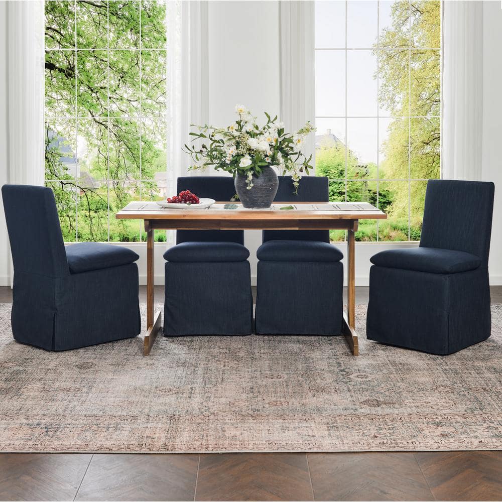 KINWELL Indigo Performance Fabric Slipcover Upholstered Dining Side ...