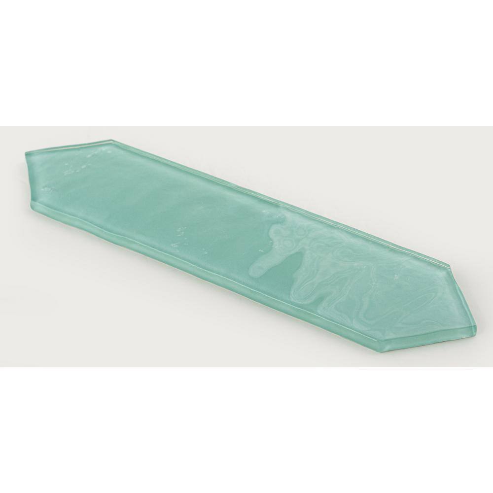 ANDOVA Ergo Chiffon Aqua Blue 3 in. x 10-1/2 in. Glossy Glass Wall ...