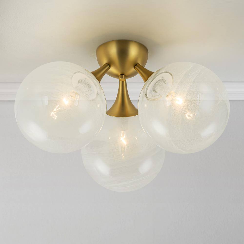 RRTYO Eterniti 16.9 in. 3-Light Gold Modern Sputnik Cluster Semi-Flush ...
