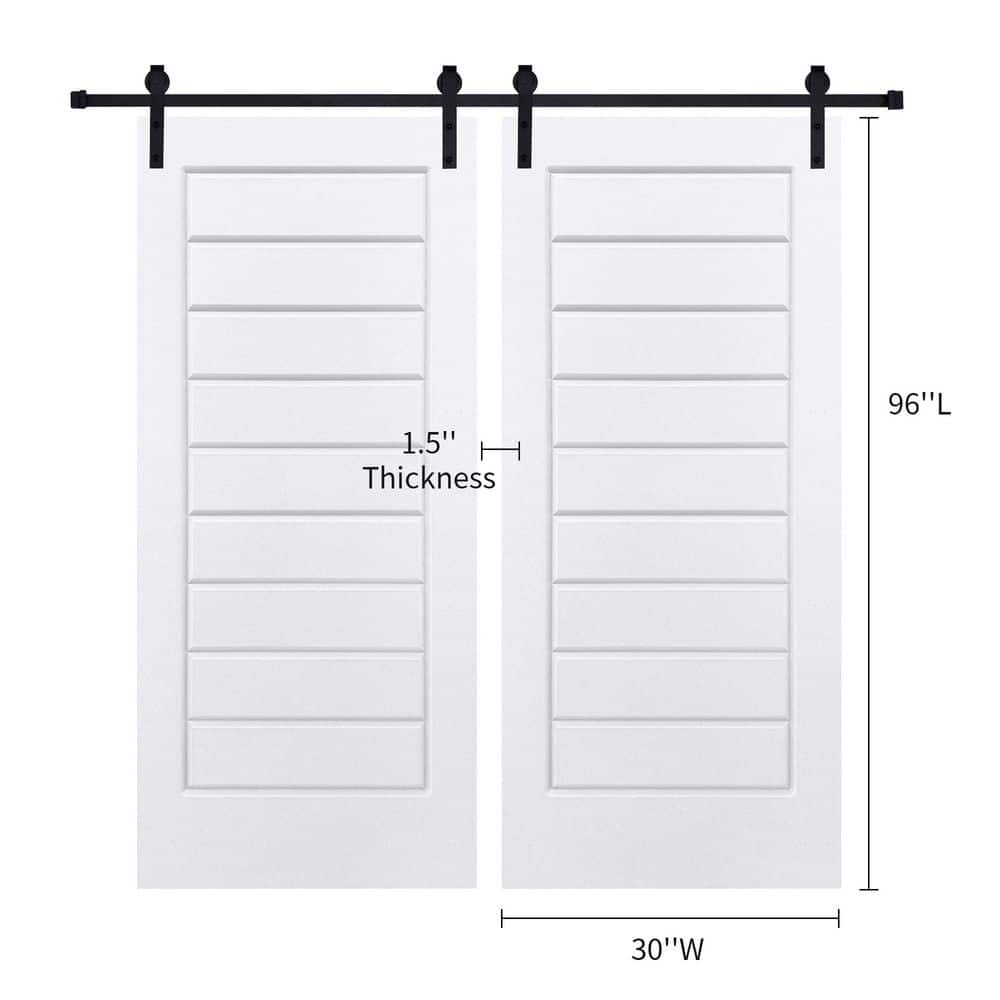AIOPOP HOME Double Modern Eight Panel 30 in. x 96 in. MDF White Barn ...