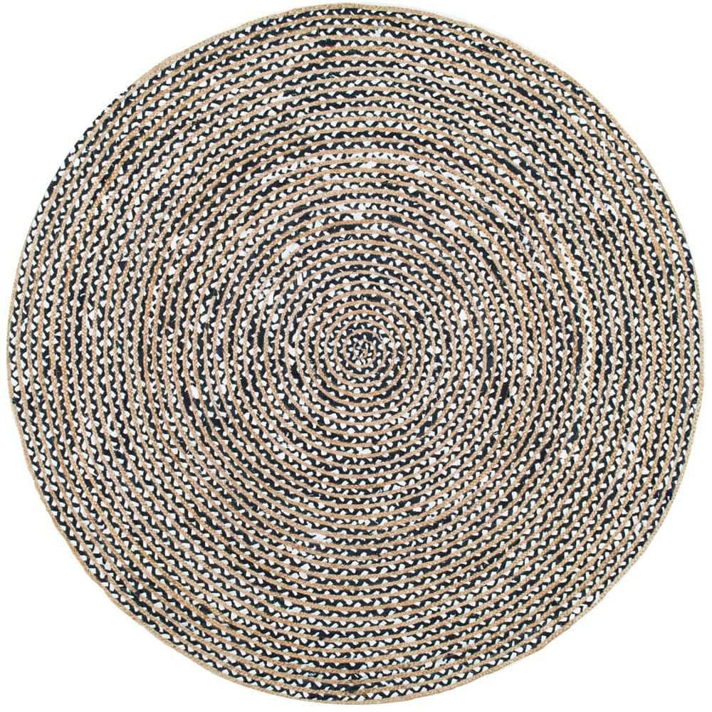 nuLOOM Glinda Natural Fiber Jute Black 4' Round Rug TADR05A-R404 - The ...