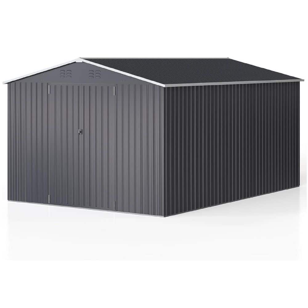 AirWire 10 ft. W x 14 ft. D Outdoor Storage Metal Shed with Plastic ...