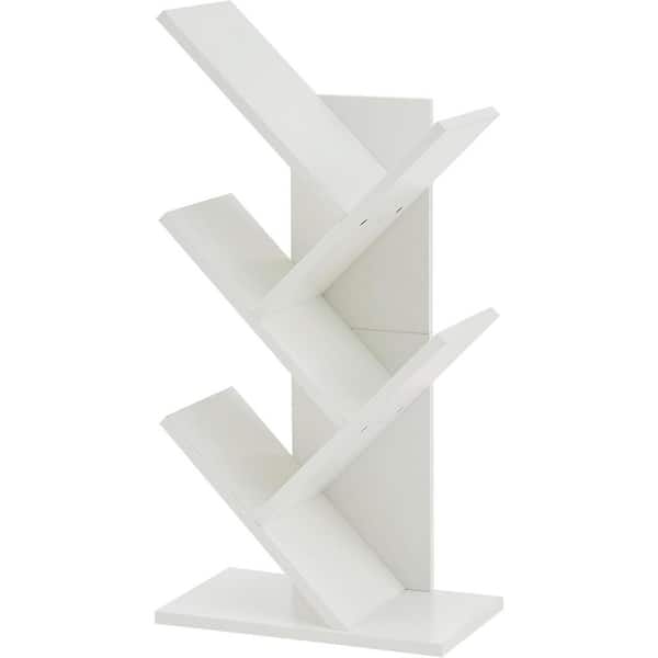 White 11.8 in. x 24 in. Wood Classic 4-Tier Desk Display Shelf ...